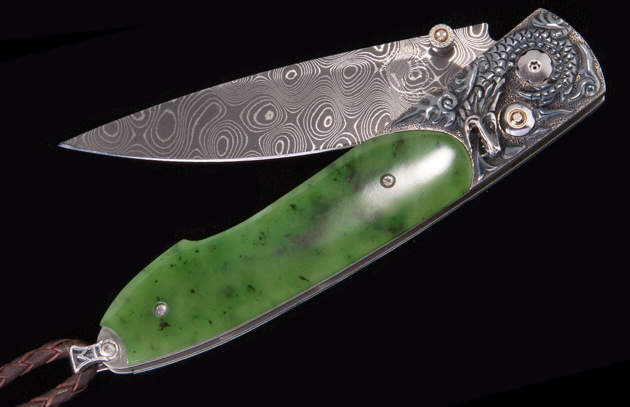 Lancet Smaug Pocket Knife Engraved with Green Jade | William Henry