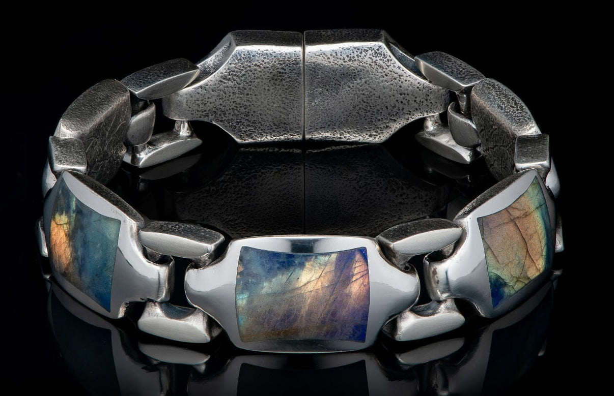 Men's Labradorite and Silver Bracelet by William Henry