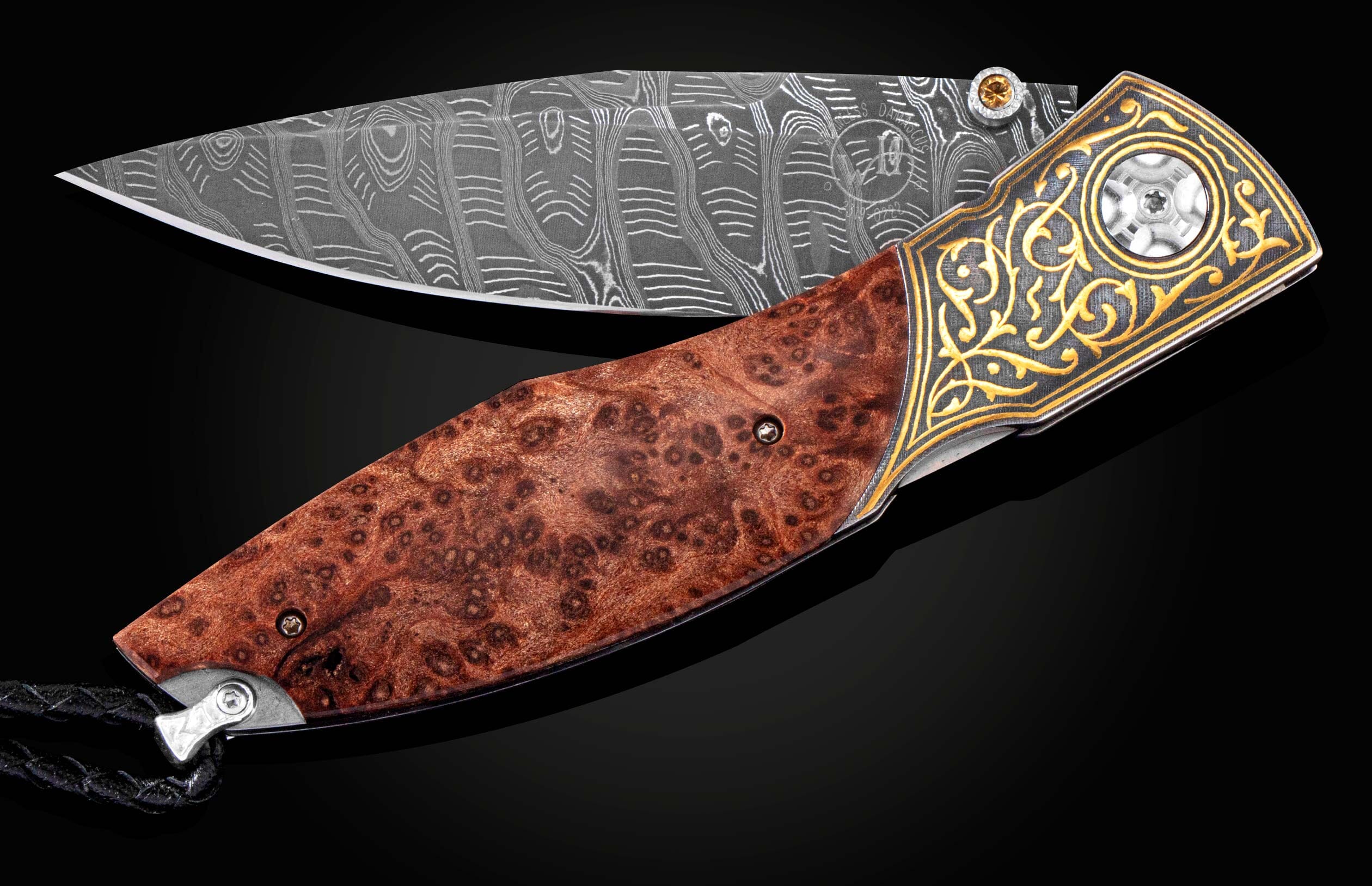 Redwood' - Gold Pocket Knife with Redwood Burl Knife Handle – William Henry